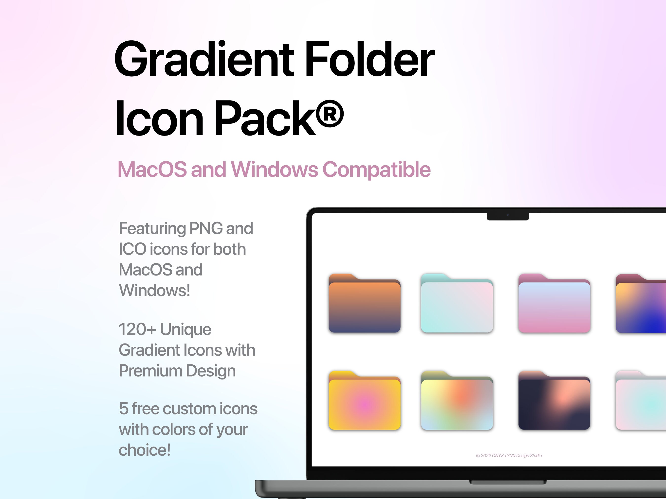 Gradient Folder Icon Pack® for Macos and Windows 124 Premium Gradient ...