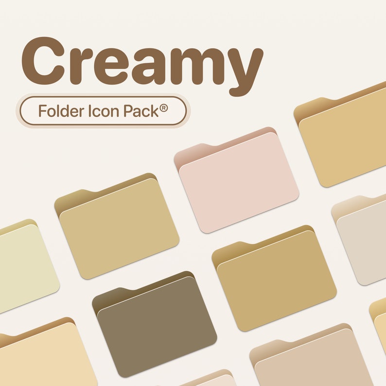 Creamy Folder Icon Pack® for Macos and Windows 20 Beige Folder Icons ...
