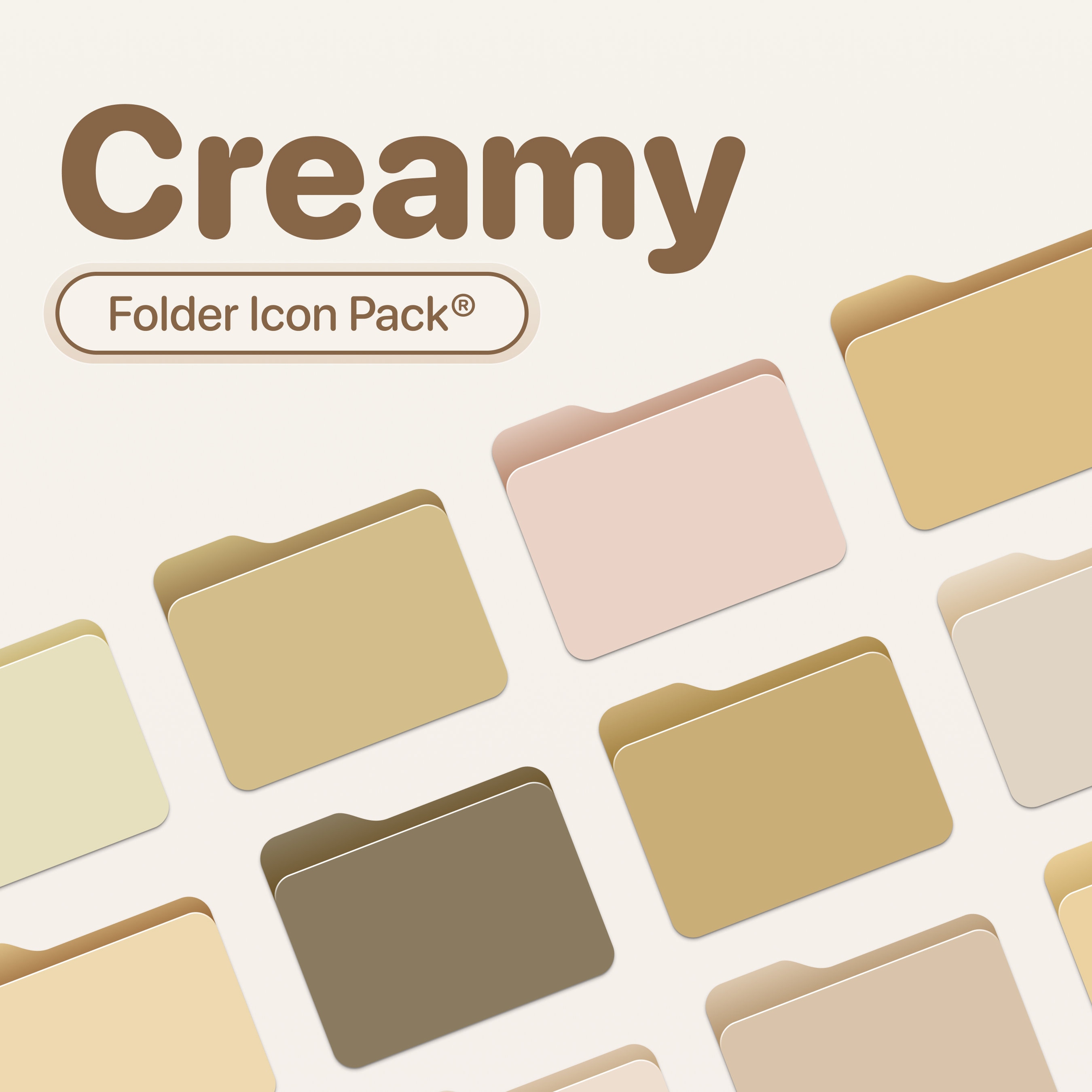 Creamy Folder Icon Pack® for Macos and Windows 20 Beige Folder Icons ...