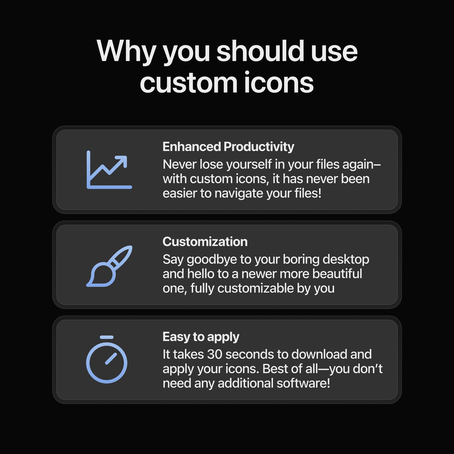 Night Blue Folder Icon Pack: 214 Black and Blue Desktop Icons (digital ...