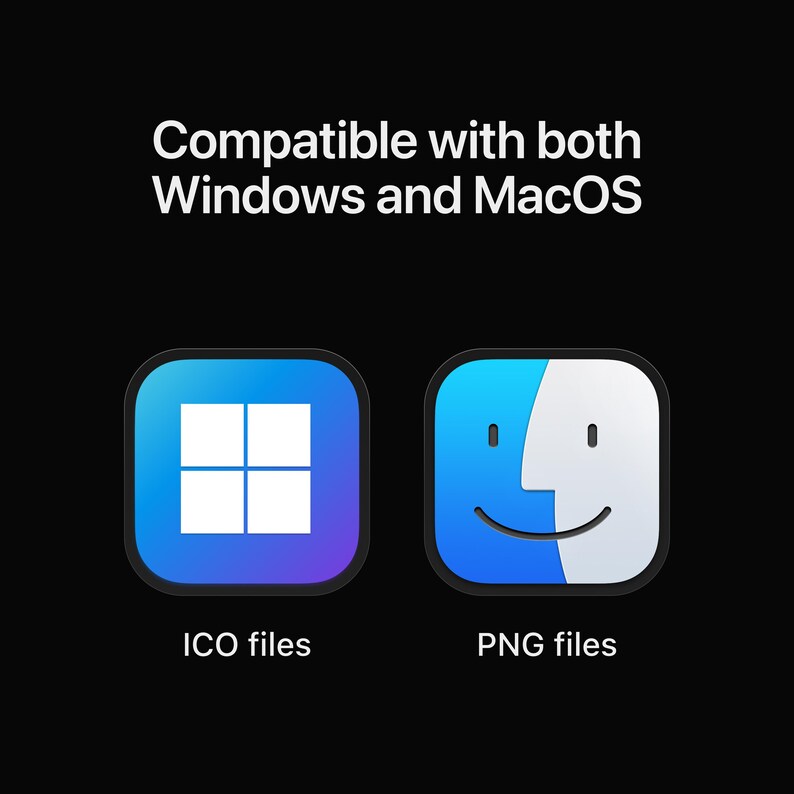 Night Blue Folder Icon Pack: 214 Black and Blue Desktop Icons (digital ...
