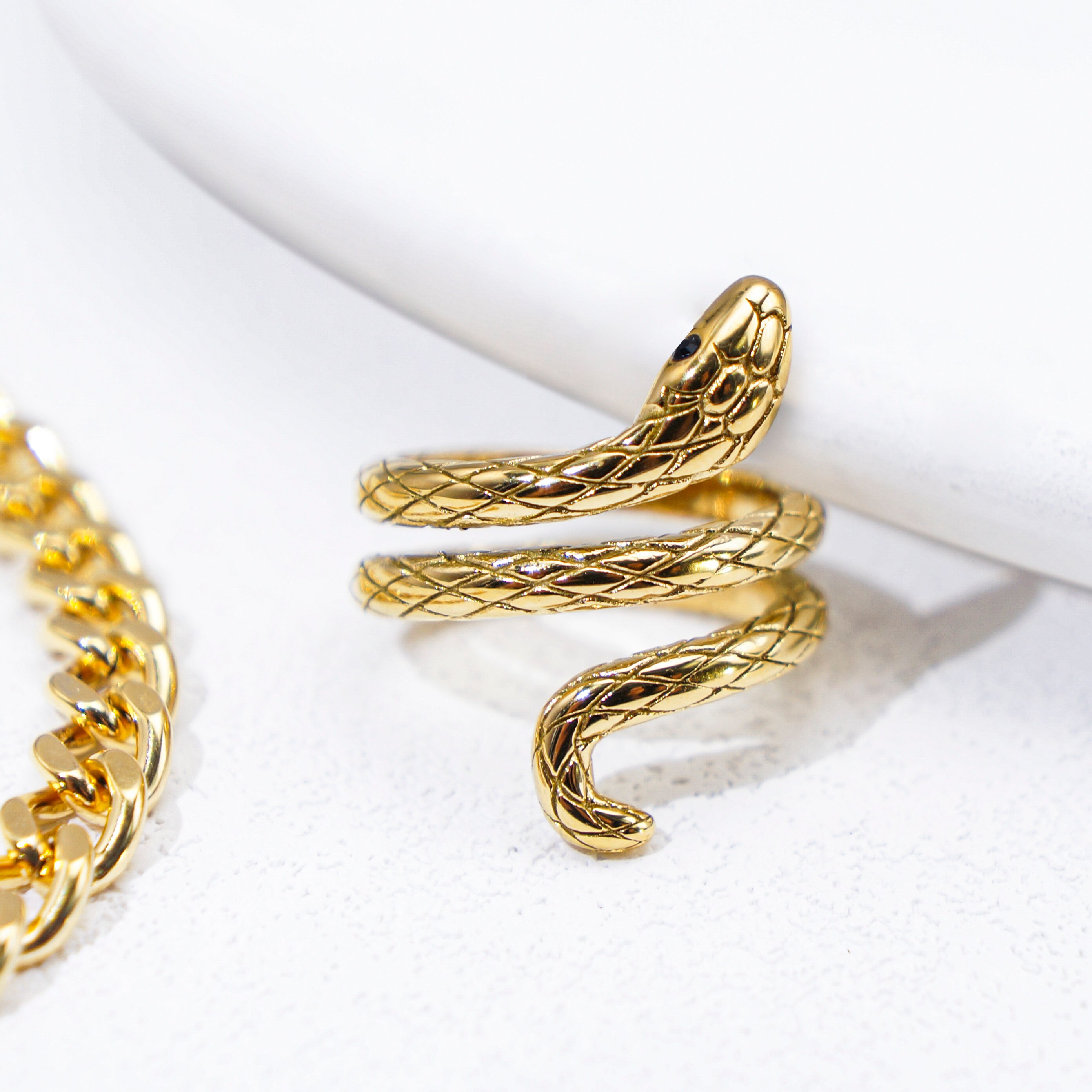 18K Gold Snake Bracelet,serpent Bracelet, Minimal Snake Head Bracelet ...