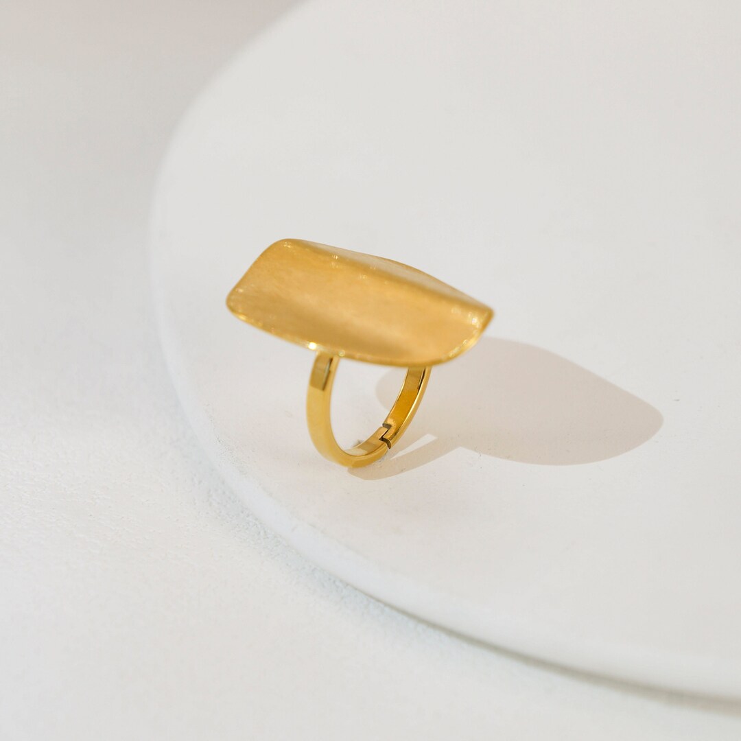 Shaped Brushed Matte Ring Titanium Steel Open Ring Adjustable - Etsy