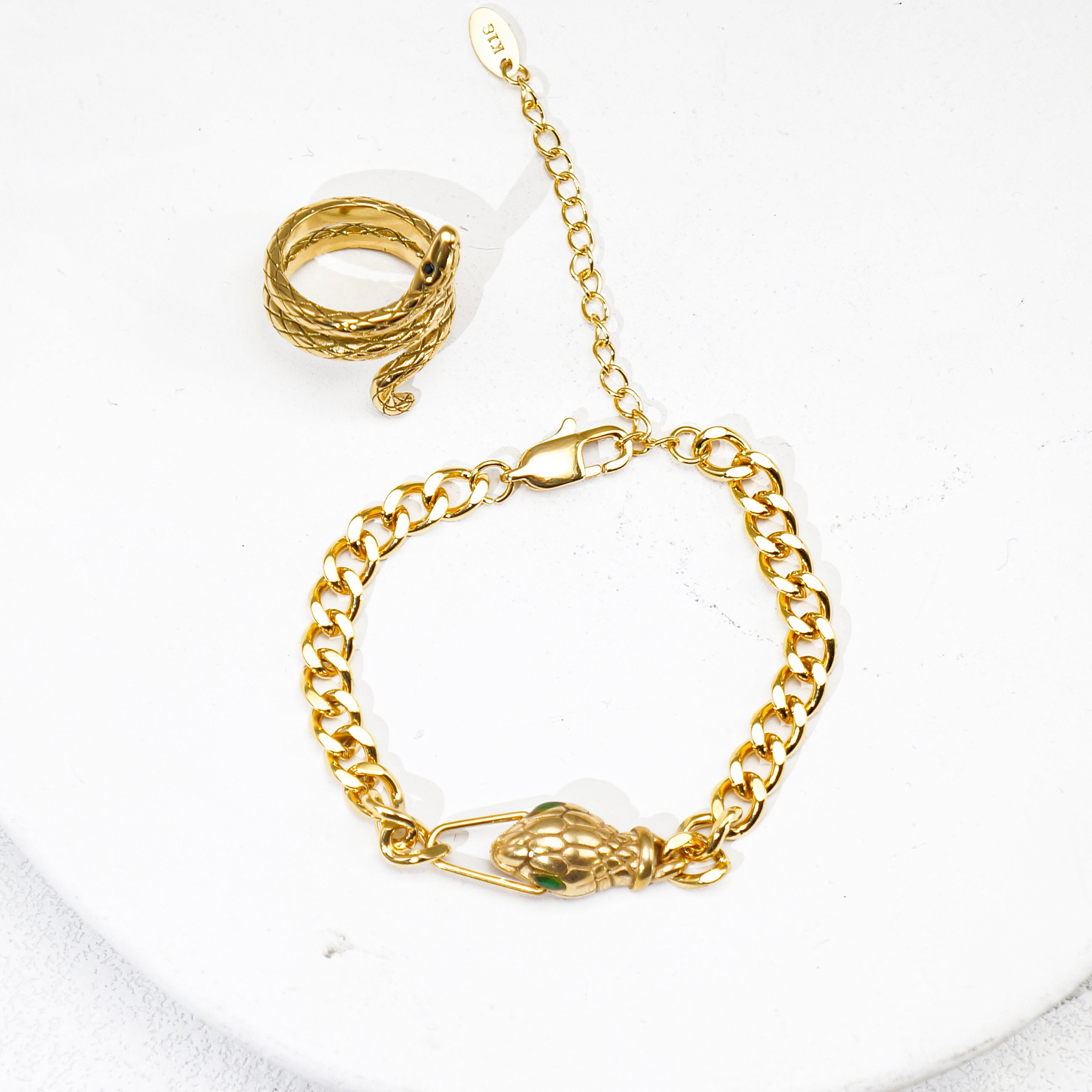18K Gold Snake Bracelet,serpent Bracelet, Minimal Snake Head Bracelet ...