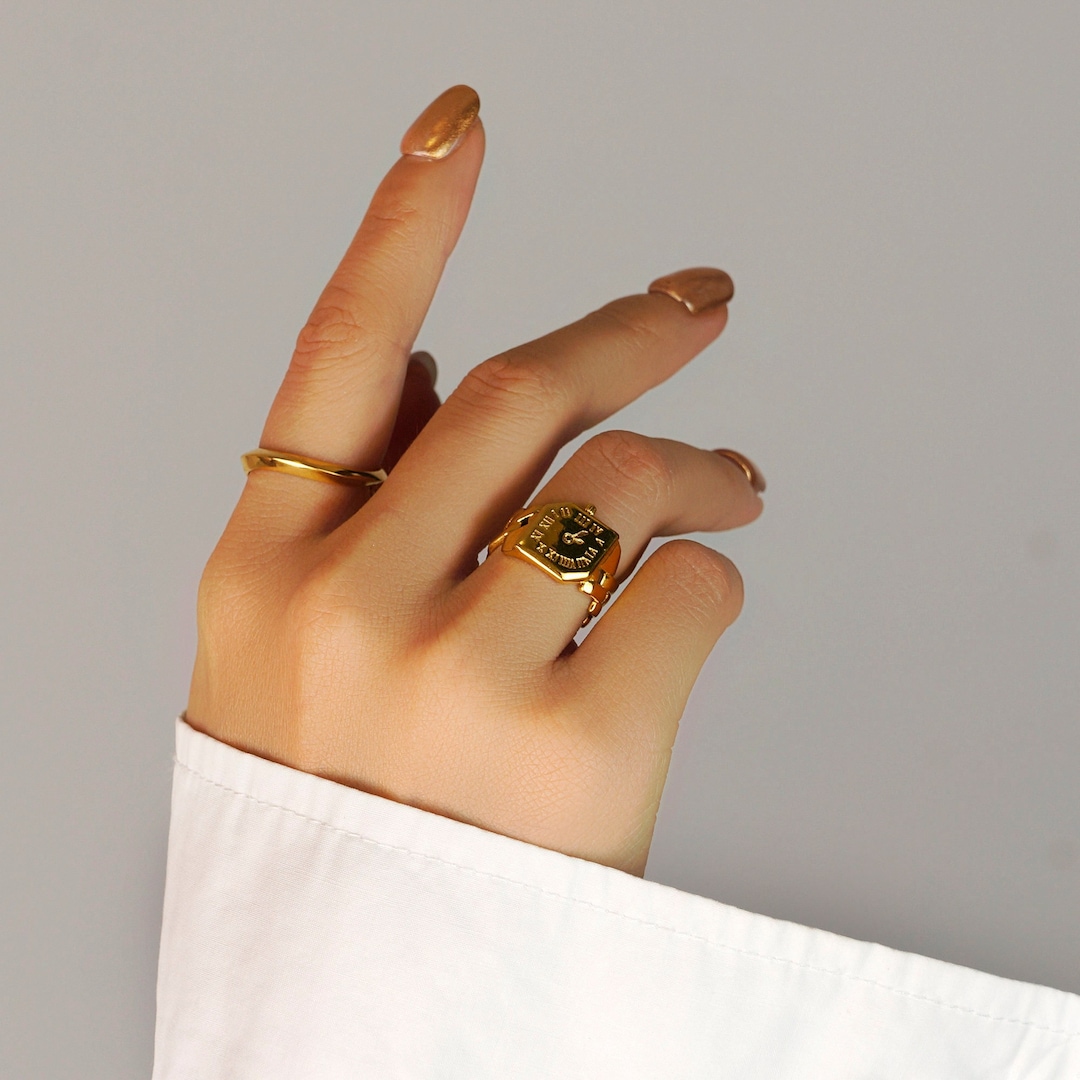 Clock Ring, Silver Creative Ring, Watch Ring, Unique Ring, Fun Ring ...