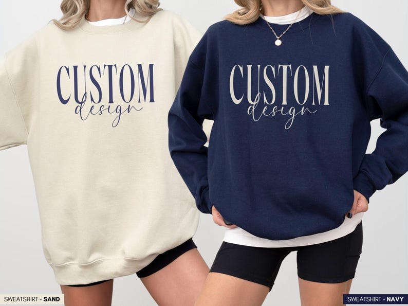 Custom Sweatshirt, Personalized Logo or Text Crewneck - Etsy