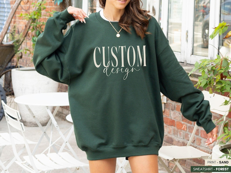 Custom Sweatshirt, Personalized Logo or Text Crewneck - Etsy