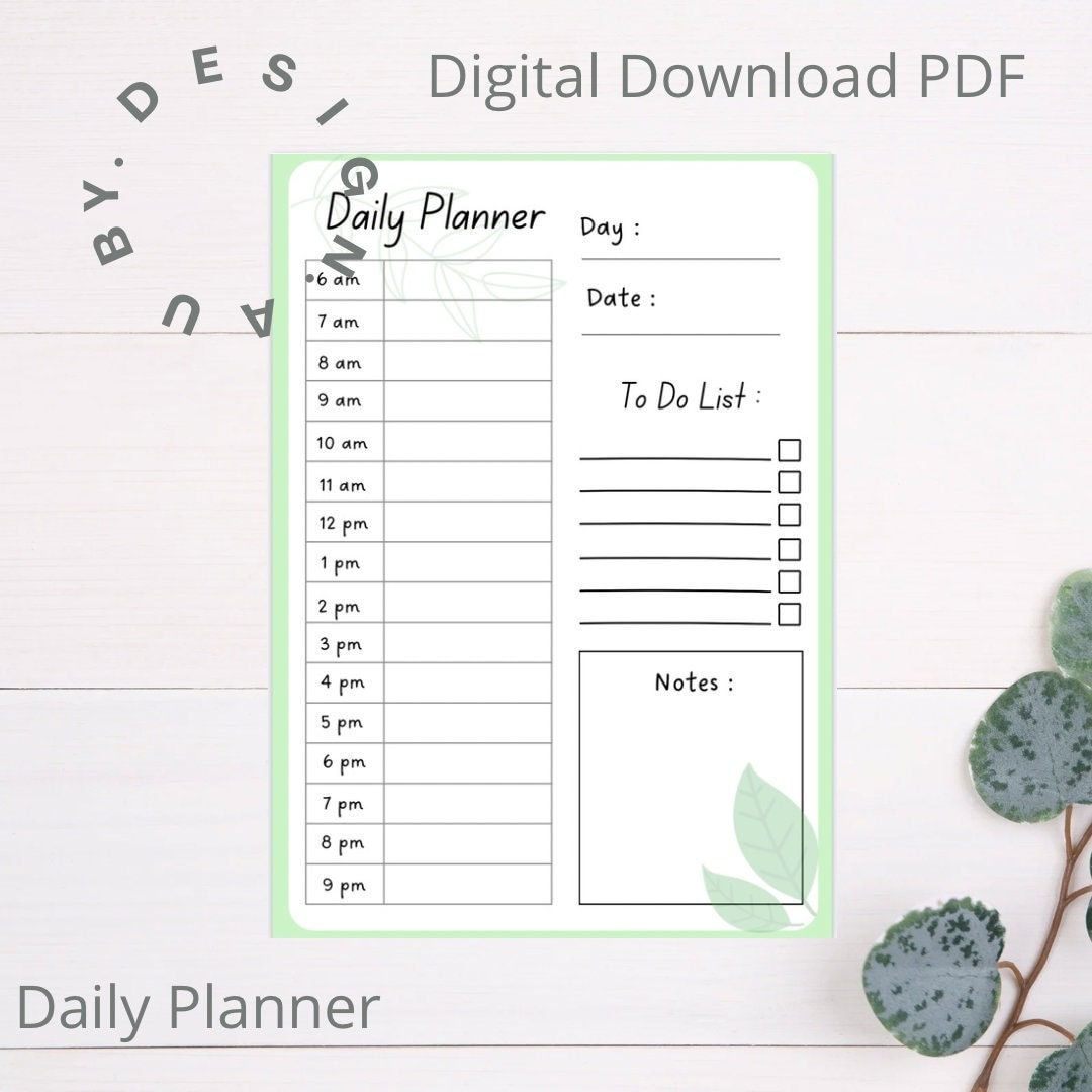 Daily Planner Printable Digital Download PDF File - Etsy