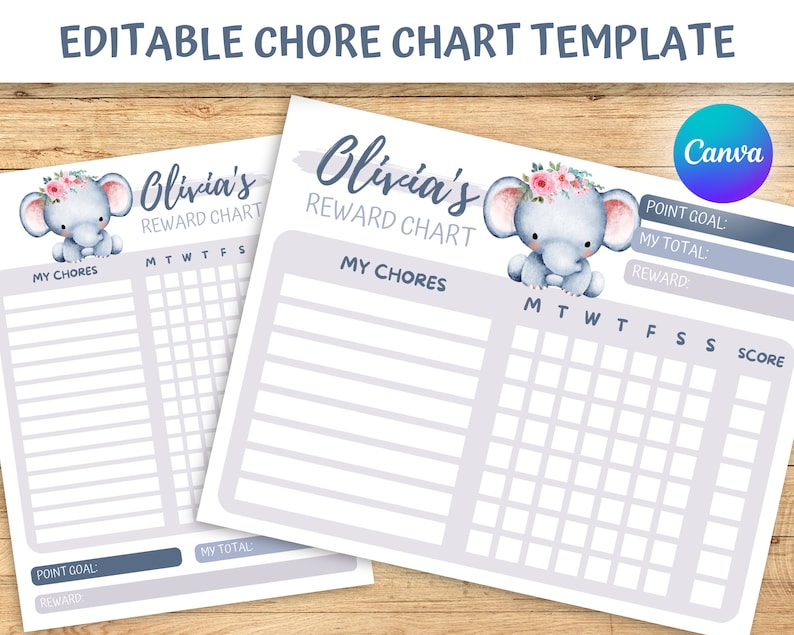Editable Kids Chore Chart, Canva Template (digital Download) - Etsy