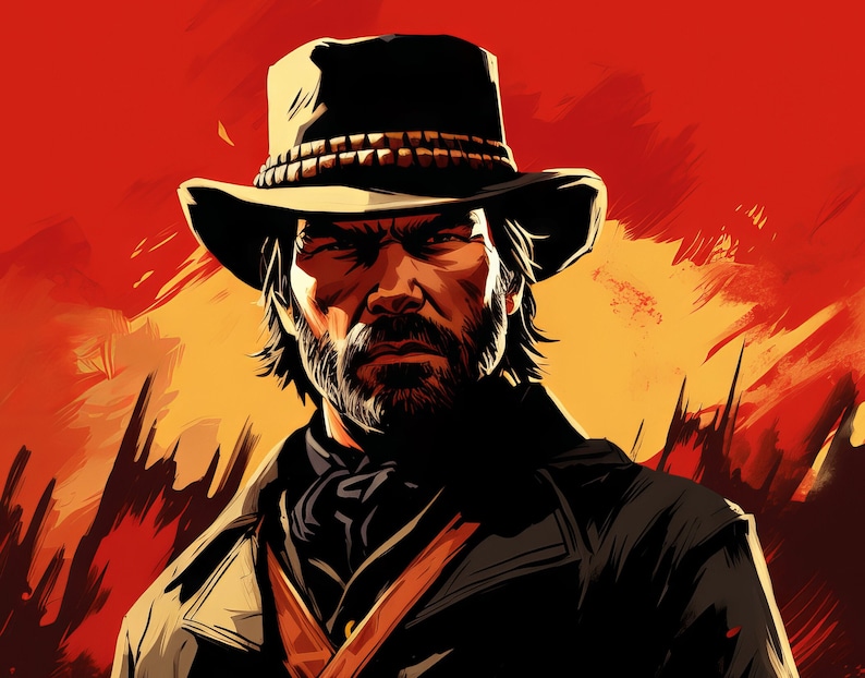 Red Dead Redemption 2 Minimalist Poster Game Art Gaming Print Full Page ...