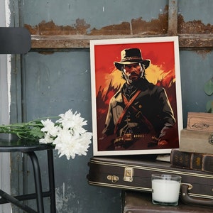 Red Dead Redemption 2 Minimalist Poster Game Art Gaming Print Full Page ...