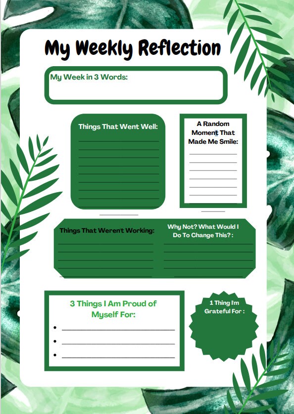 The Ultimate Weekly Reflection Planner Instant Download, Printable and ...