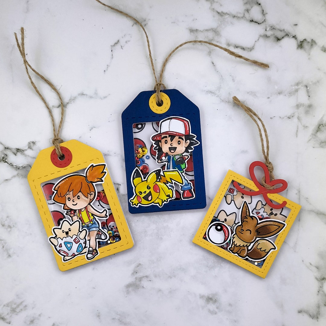 Handmade Interactive Shaker Gift Tags With Pokemon Ash Misty Pikachu ...