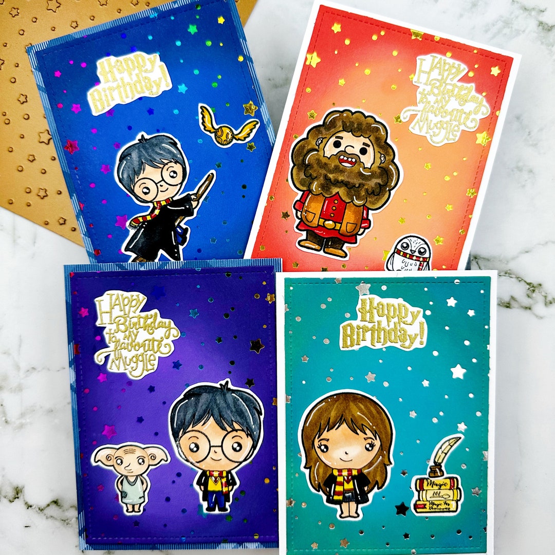 Handmade Birthday Card With Harry Potter Hermoine Hagrid and - Etsy