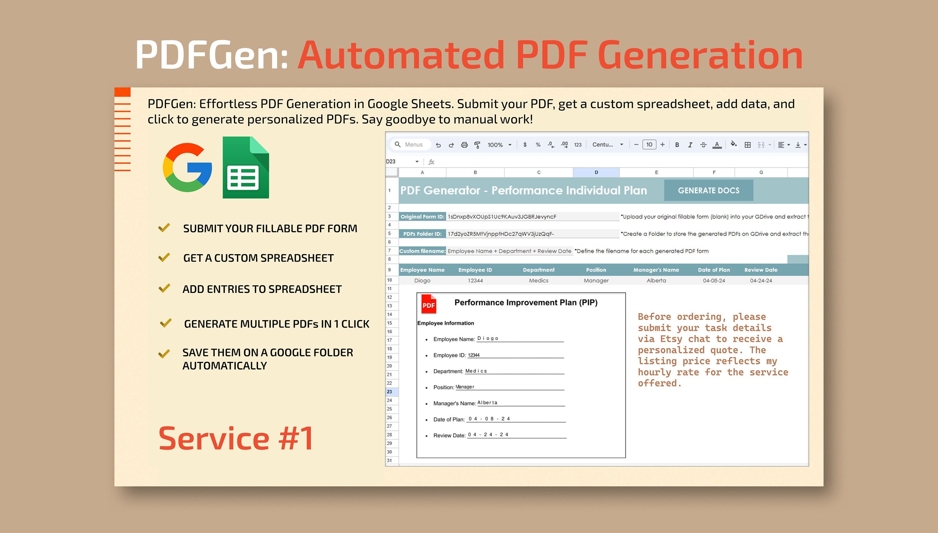 Automated PDF Fillable Fields Generation | PDF Form Google Sheets | Custom PDF Form Generator - Etsy
