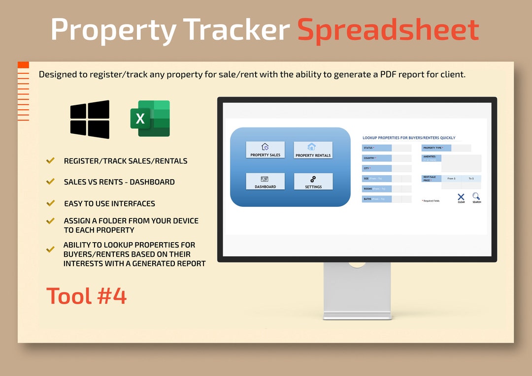 Property Tracker Excel Template | Real Estate Spreadsheet | Real Estate ...