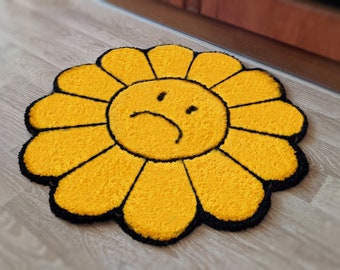 Smiley Face Flower Rug - Etsy