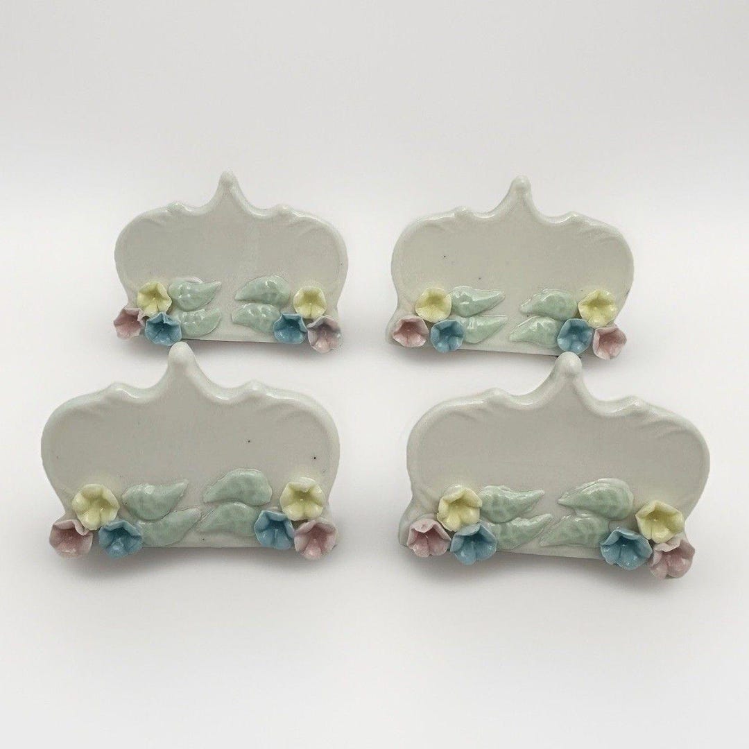 Vintage Crown Place Marker Set 4 Pieces Filigree Shape W Floral ...