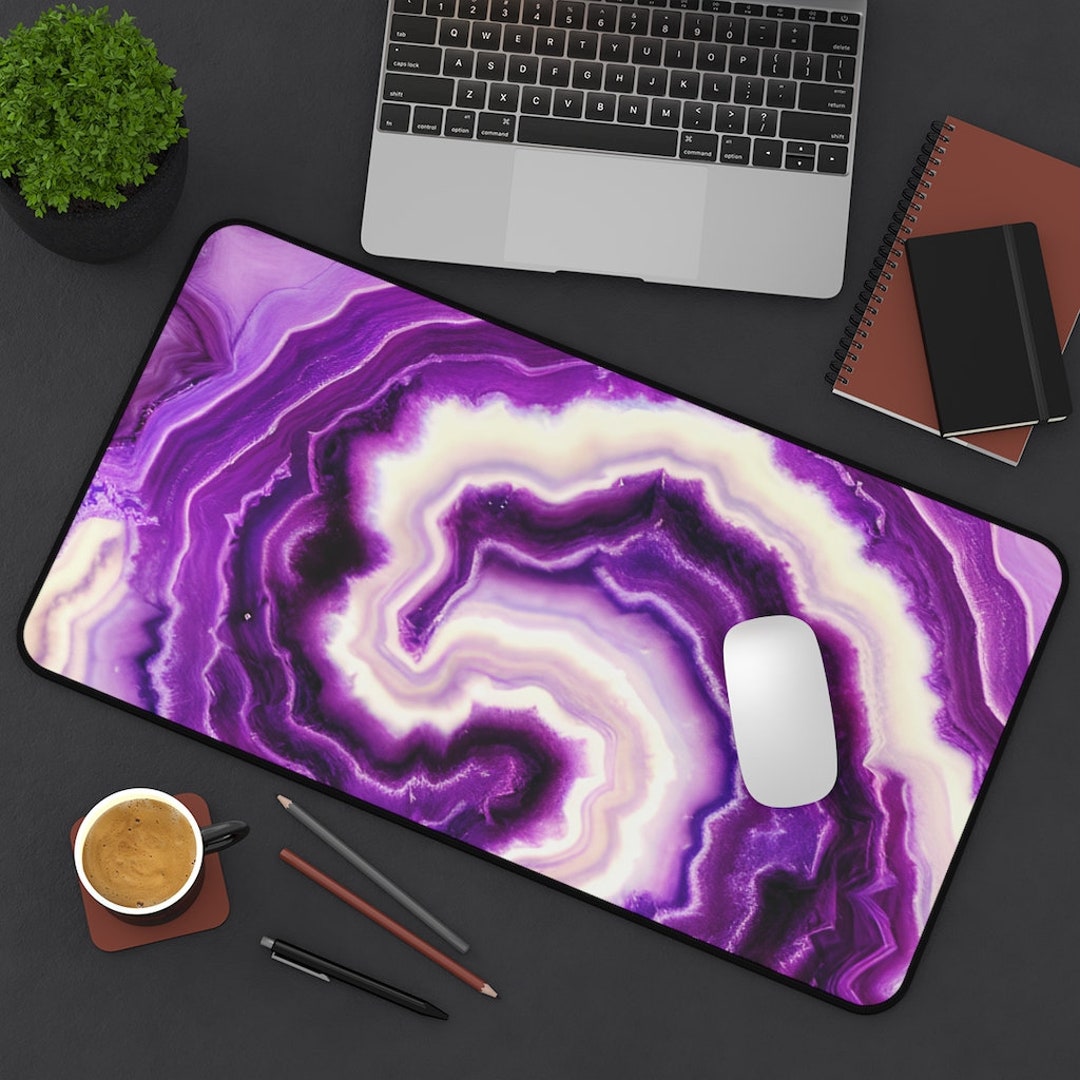 Purple Marble Desk Mat, Purple Desk Mat, Marble Desk Mat, Agate Desk ...