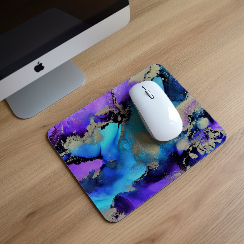 Personalized Alcohol Ink Mouse Pad | Blue Purple Original Abstract Art ...