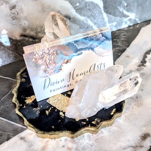 Quartz Crystal Business Card Holder Custom Phone Stand Gem Resin ...
