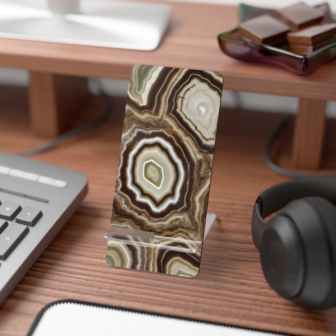 Agate Phone Holder, Agate Phone Stand, Brown Phone Holder, Brown Phone ...
