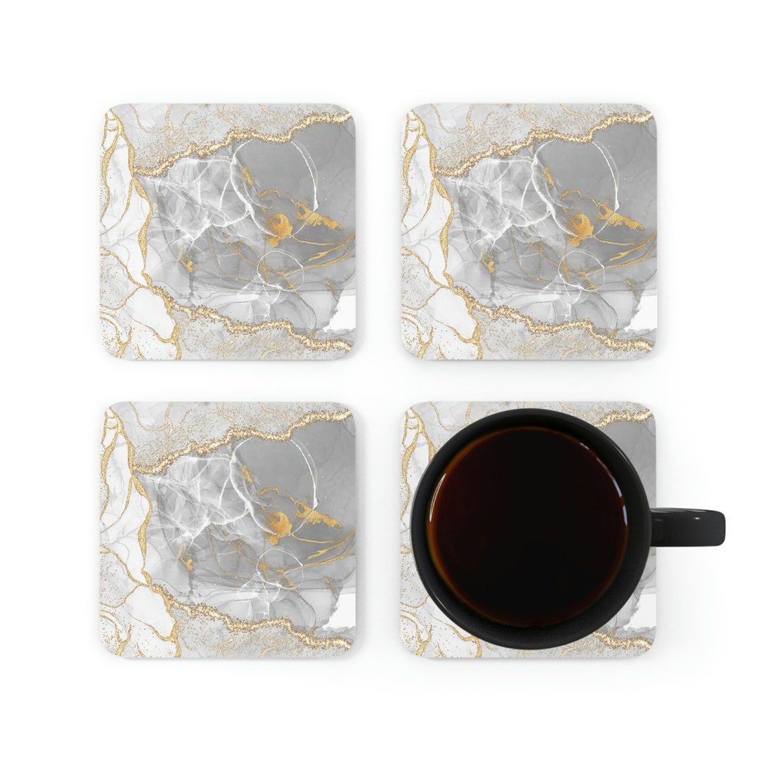 Abstract Art Coasters, Gray Art Coasters, Marble Coasters, Agate ...