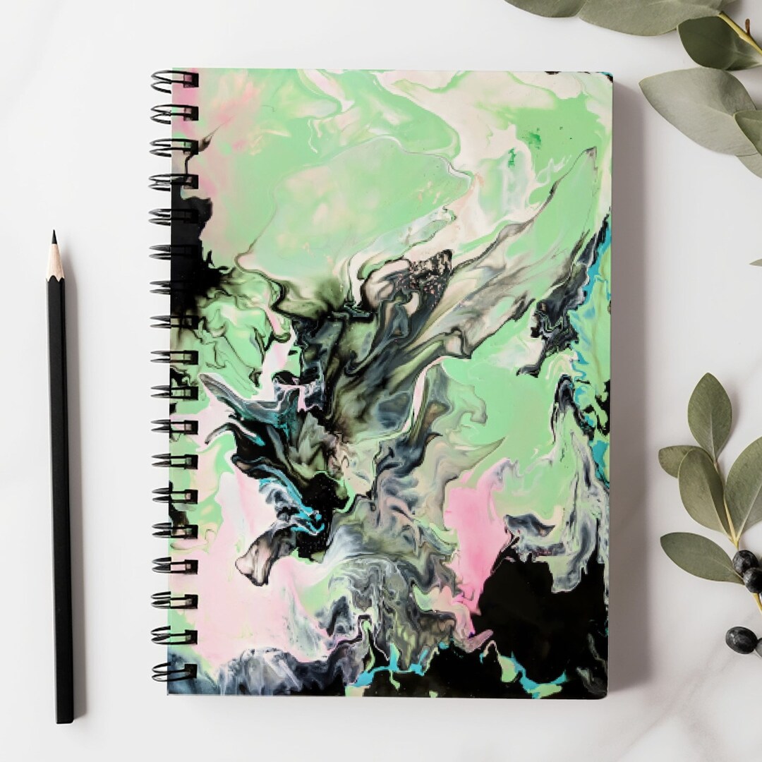 Original 'beautiful Enigma' Art Notebook, Mint Light Green Pour ...
