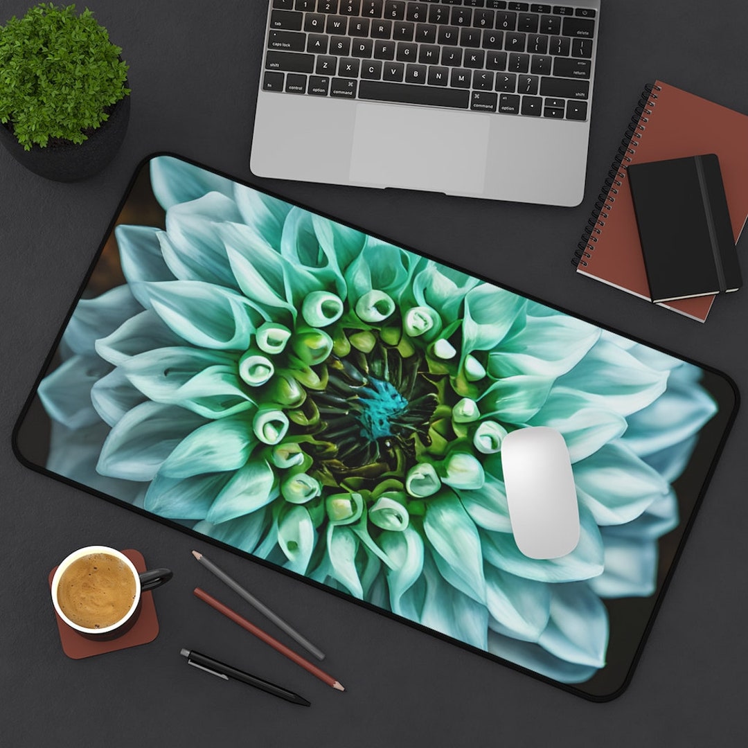 Mint Dahlia Desk Mat, Mint Desk Mat, Dahlia Desk Mat, Aqua Desk Mat ...