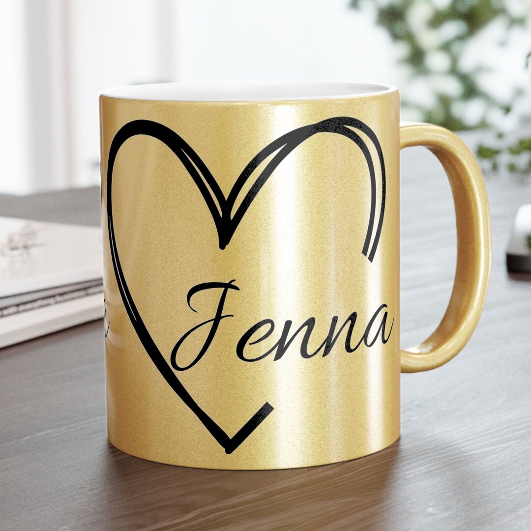 Personalized Metallic Coffee Mug | Custom Shiny Gold Silver Mug ...