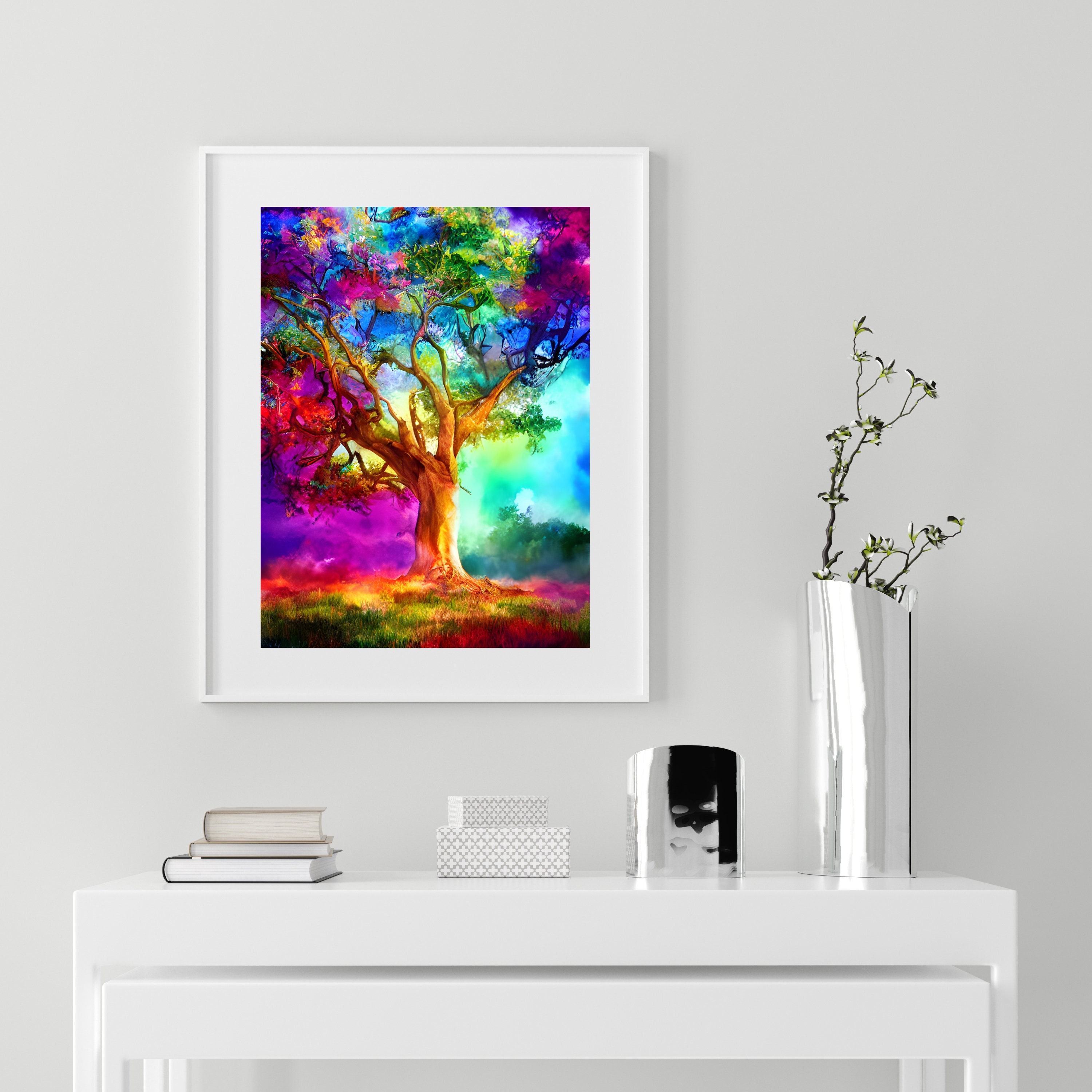 Colorful Tree Art Print, Tree Art, Tree Wall Art, Tree Decor, Colorful ...