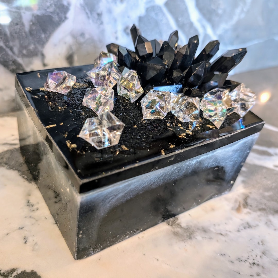 Customizable Agate Crystal Jewelry Box | Geode Marble Resin Keepsake ...