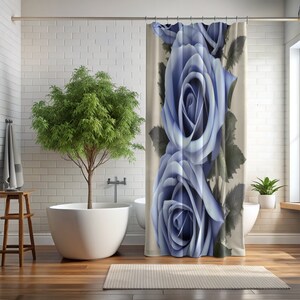 Blue Rose Shower Curtains, Rose Shower Curtains, Blue Shower Curtains ...