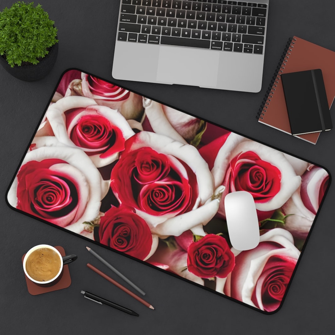Fire and Ice Roses Desk Mat, Fire Ice Desk Mat, Roses Desk Mat, Rose ...