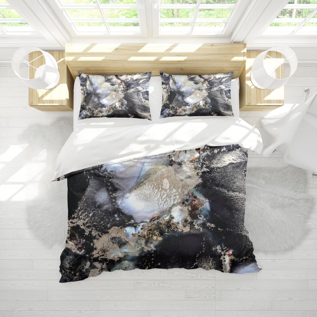 Black Abstract Art Comforter, All Season Comforter, Contemporary ...
