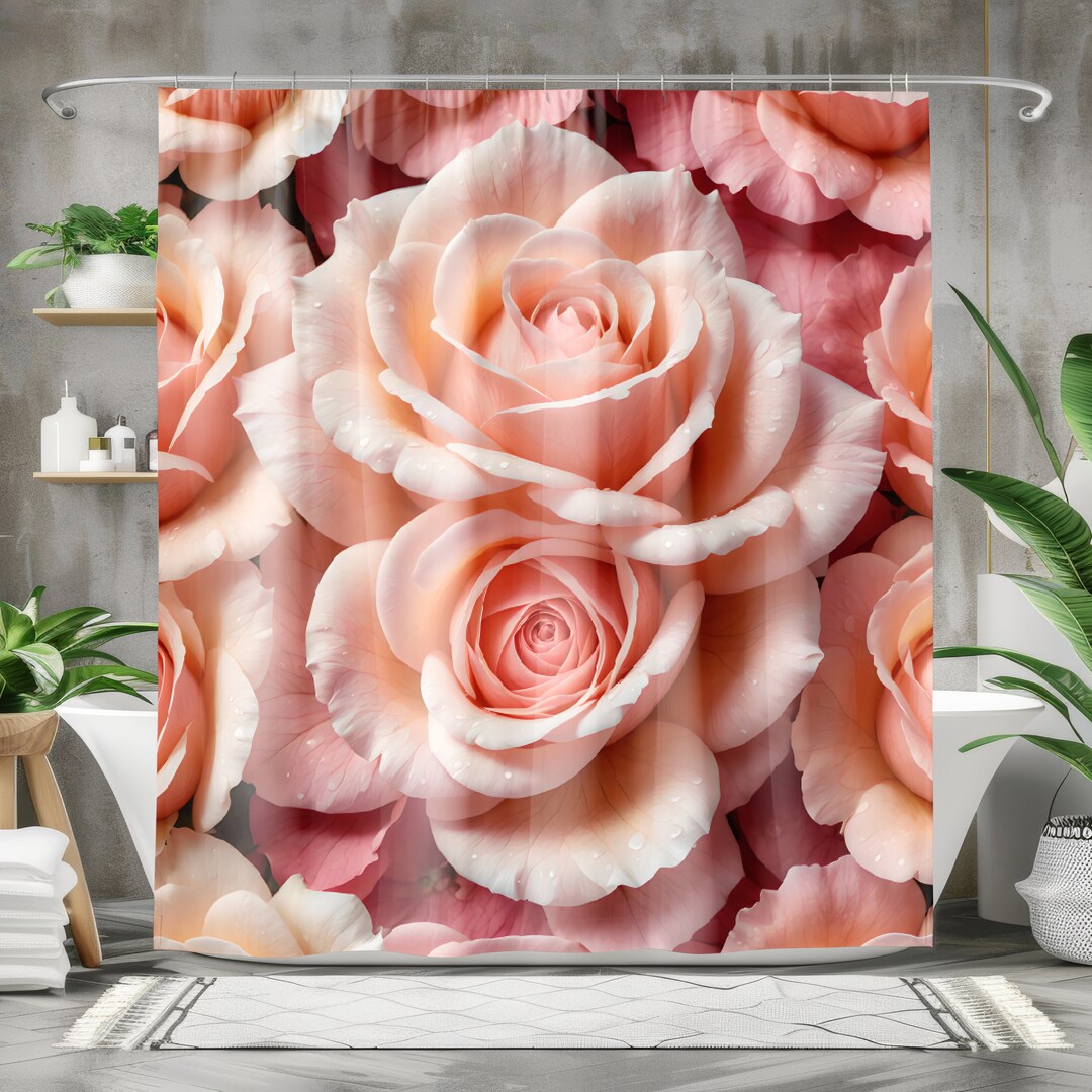 Blush Roses Shower Curtain, Blush Shower Curtains, Floral Shower ...