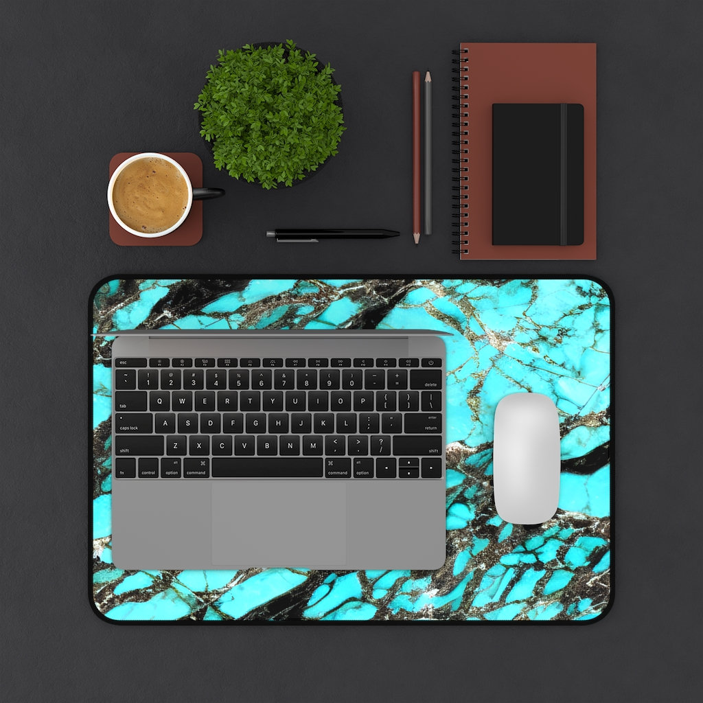 Turquoise Marble Desk Mat Turquoise Desk Mat Marble Desk - Etsy