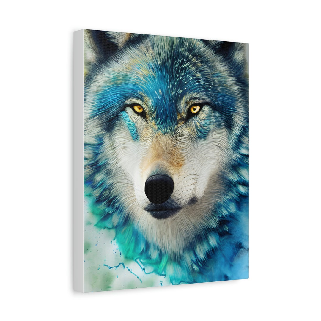 Wolf Art, Wolf Canvas Print, Wolf Art Print, Wolf Painting, Turquoise ...