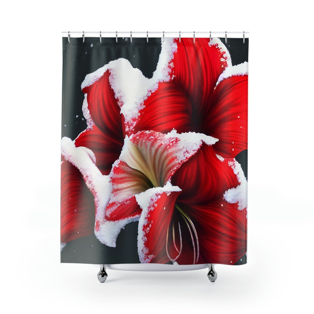 Red Shower Curtain, Amaryllis Shower Curtain, Floral Shower Curtain ...