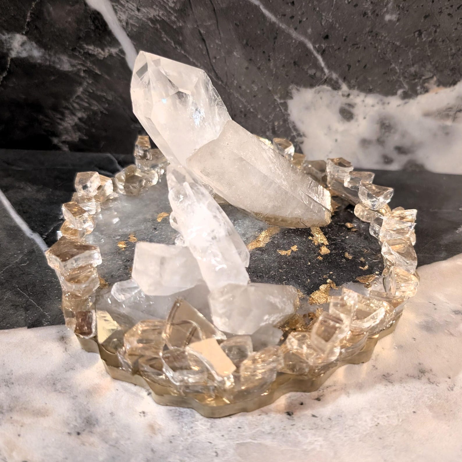 Quartz Crystal Business Card Holder | Custom Phone Stand Gem Resin ...