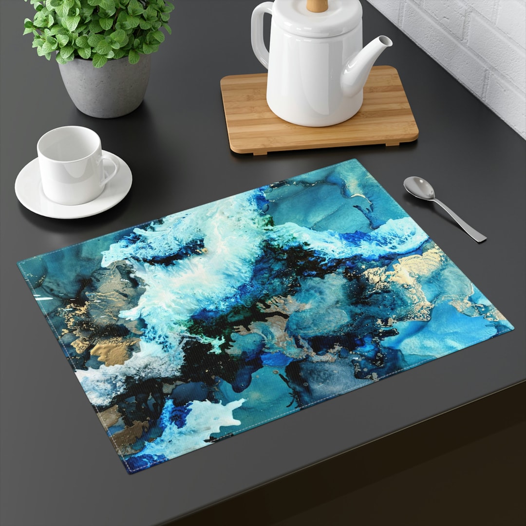 Placemat, Blue Placemats, Abstract Placemats, Art Placemats, Ink Placemats, Modern Placemats ...