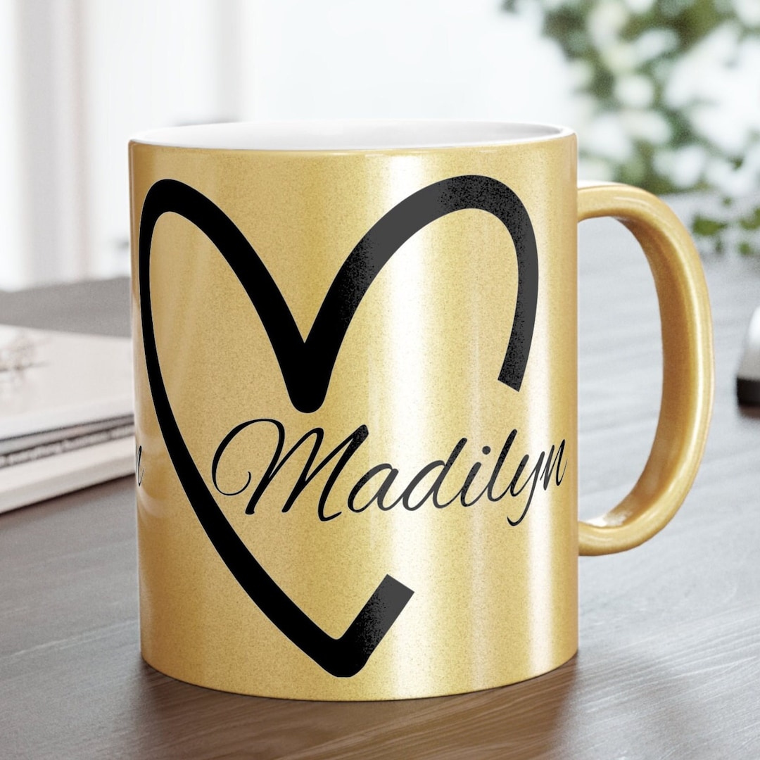 Personalized Metallic Coffee Mug | Custom Shiny Gold Silver Mug ...