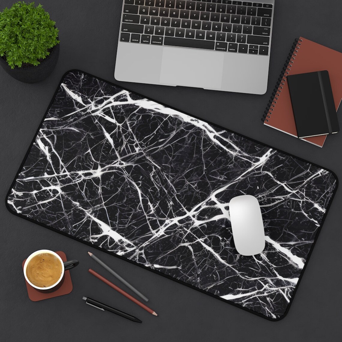 Black Marble Desk Mat, Marble Desk Mat, Black Desk Mat, Agate Desk Mat ...