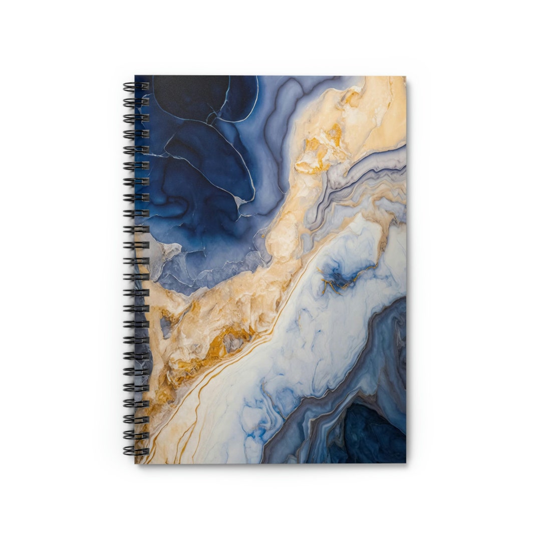 Blue Marble Notebook, Spiral Notebook, Blue Notebook, Agate Notebook ...