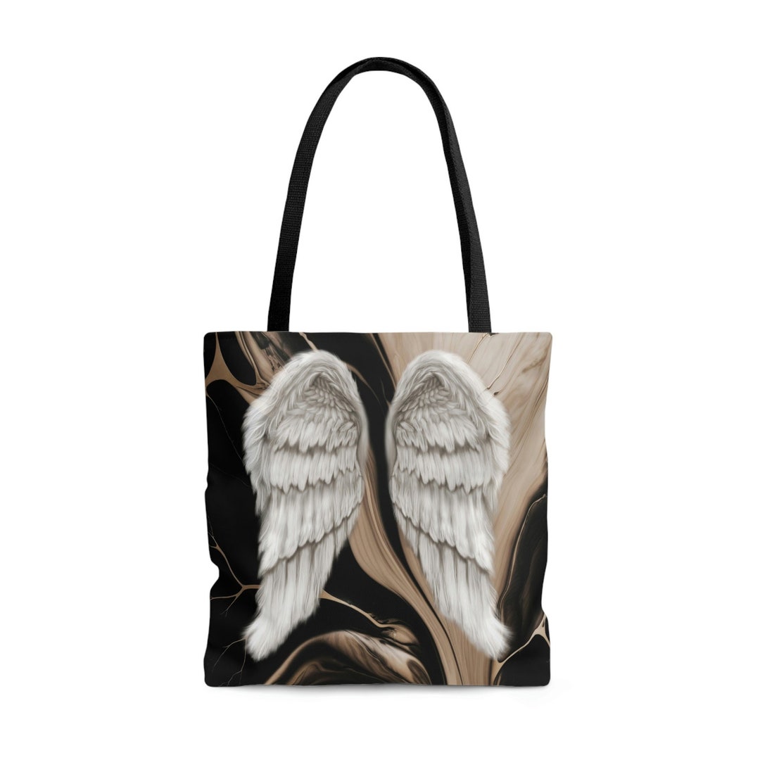 Artwork Tote 'marble Angel', Angel Tote Bag, Wings Tote Bag, Black ...