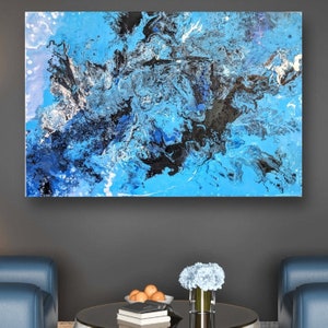 Blue Abstract Painting 'oceanic Granite II', Modern Art Blue Wall Decor ...
