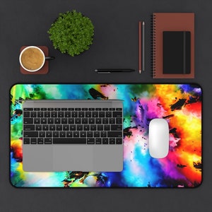 Colorful Desk Mat Rainbow Desk Mat Abstract Desk Mat Art - Etsy