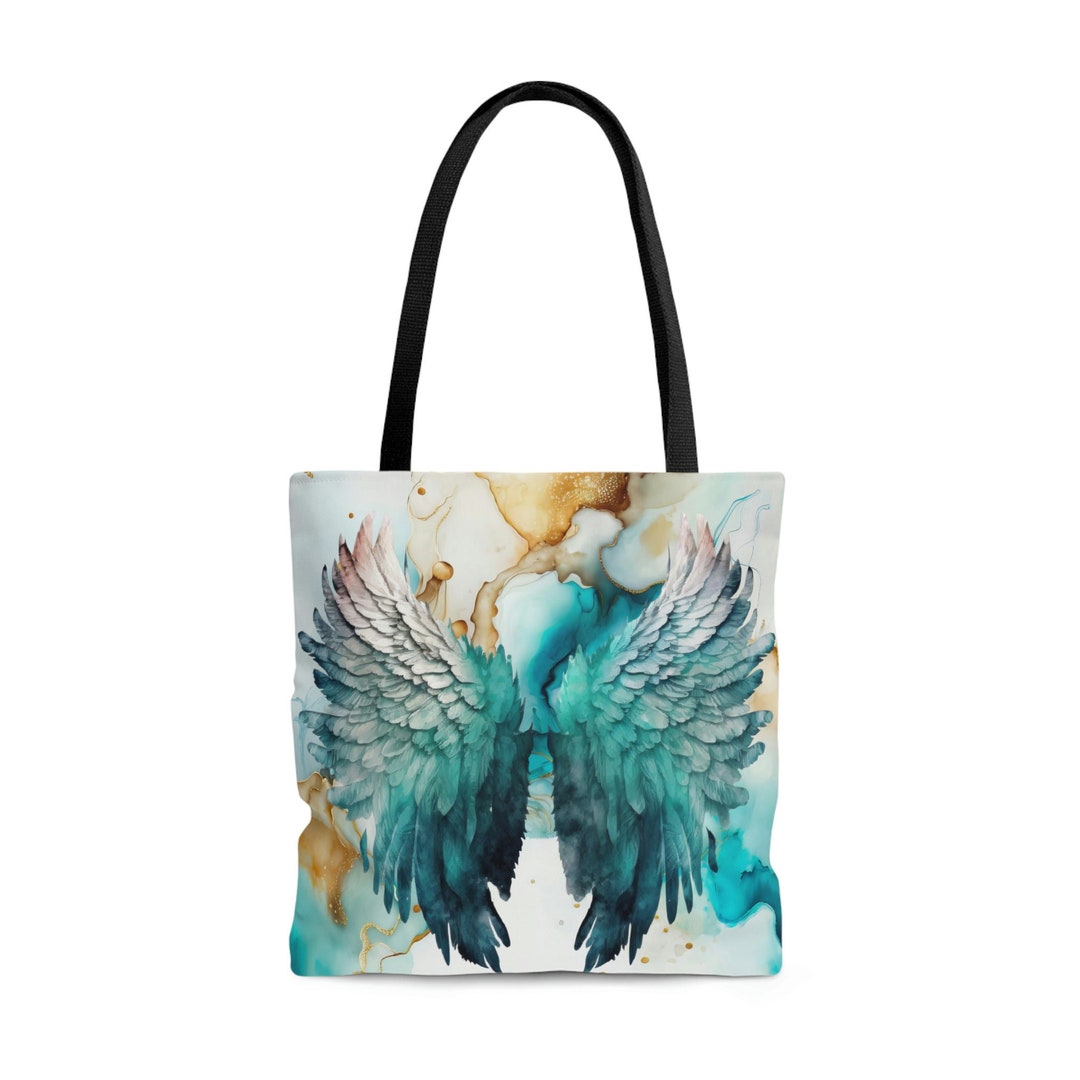 Artwork Tote 'turquoise Wings', Angel Tote Bag, Wings Tote Bag ...