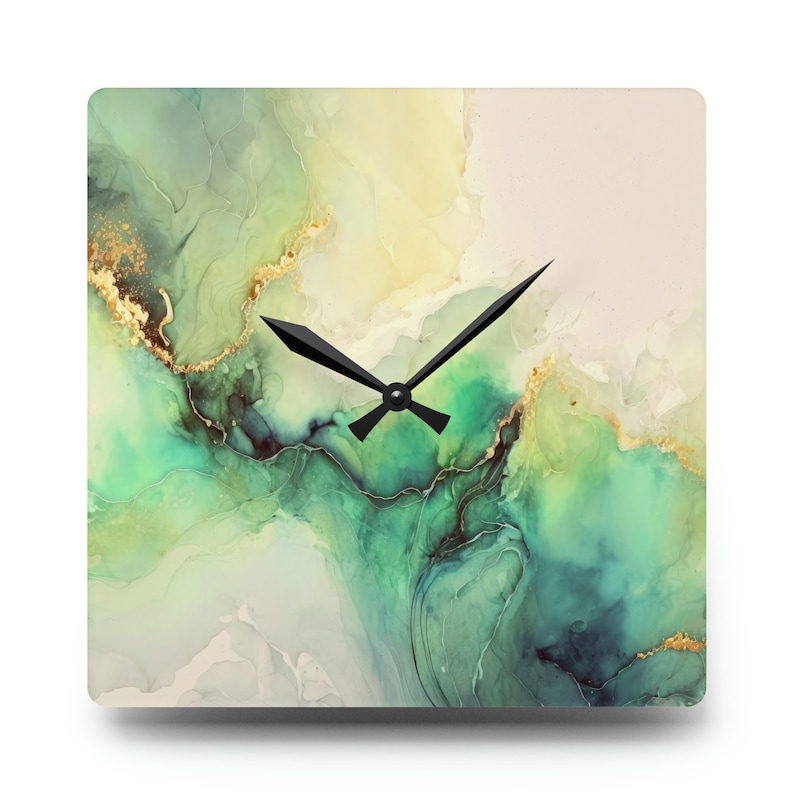 Green Abstract Art Wall Clock Green Wall Clock Green Clock - Etsy