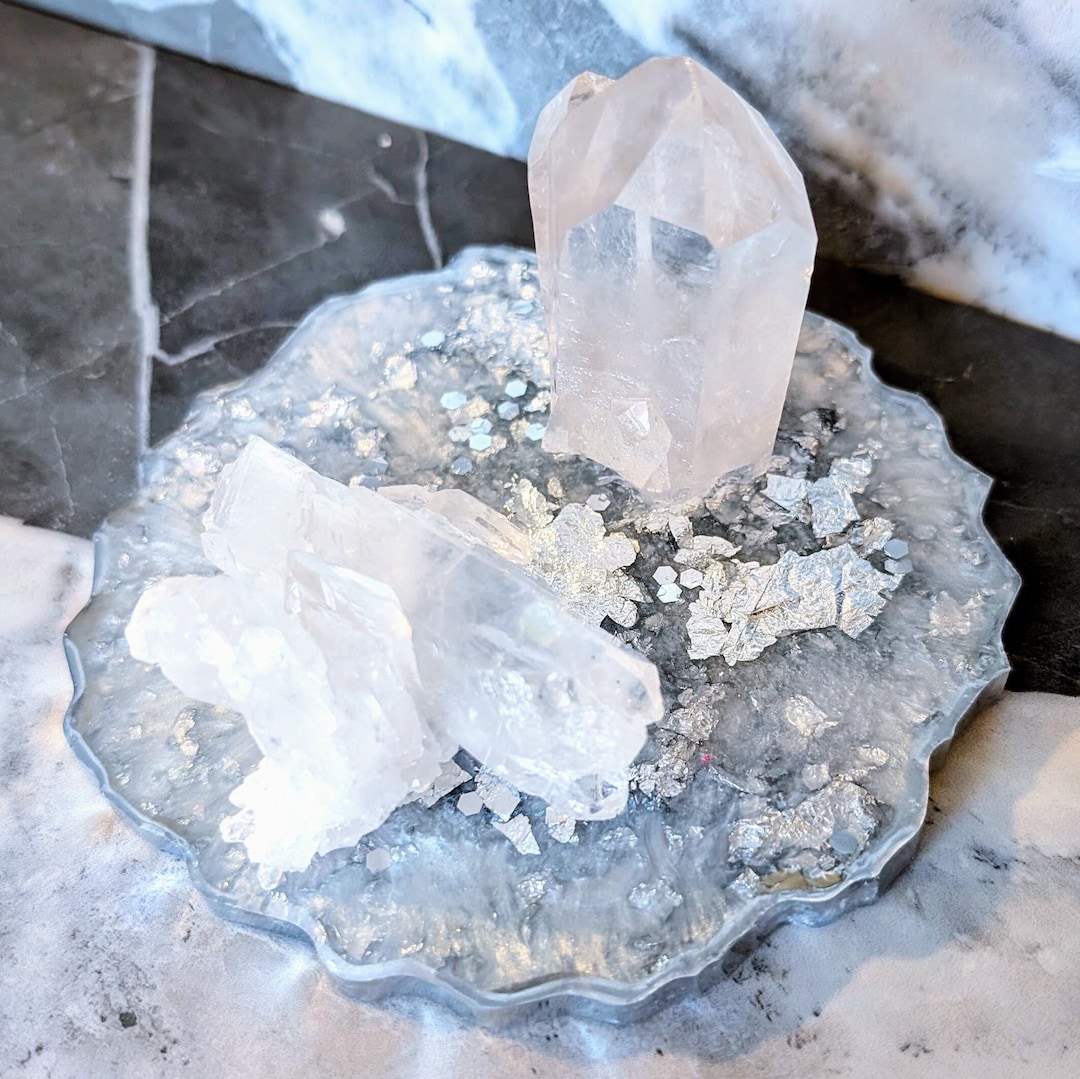 Quartz Crystal Business Card Holder | Custom Phone Stand Gem Resin ...